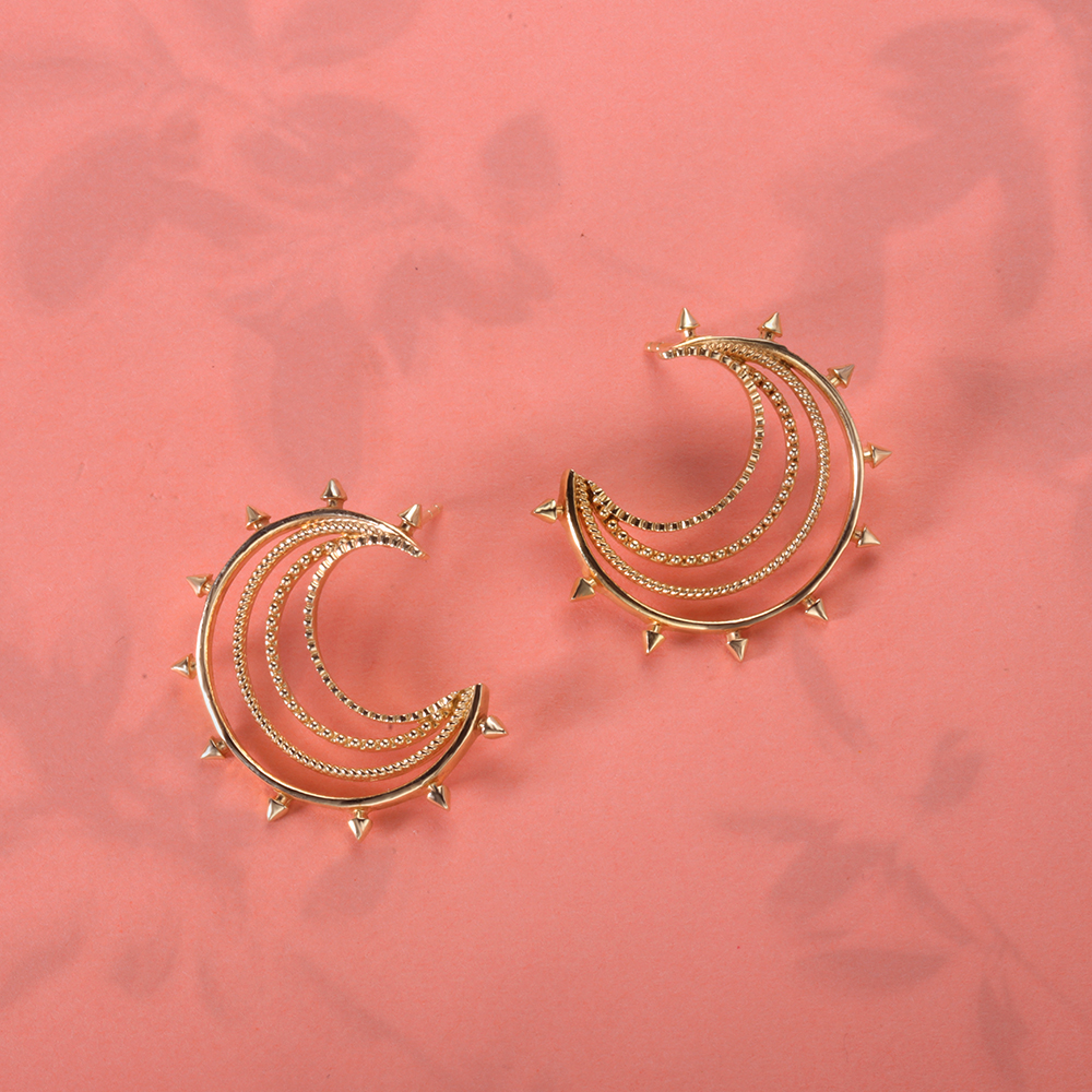 14KT Yellow Gold Eclipse Glow Stud Earrings