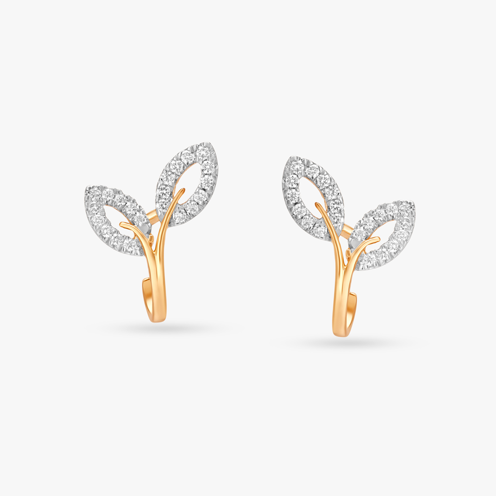 Stately Leafy Diamond Stud Earrings