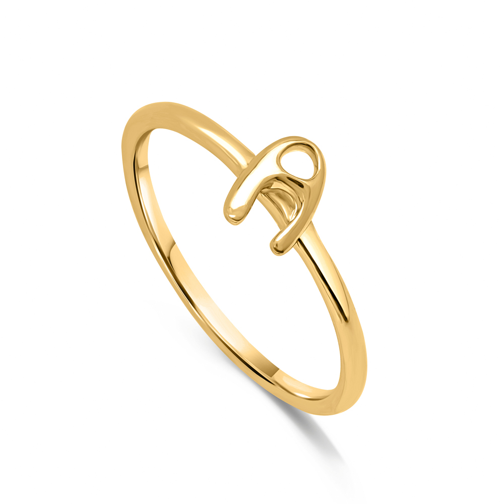 Letter A 14KT Yellow Gold Initial Ring