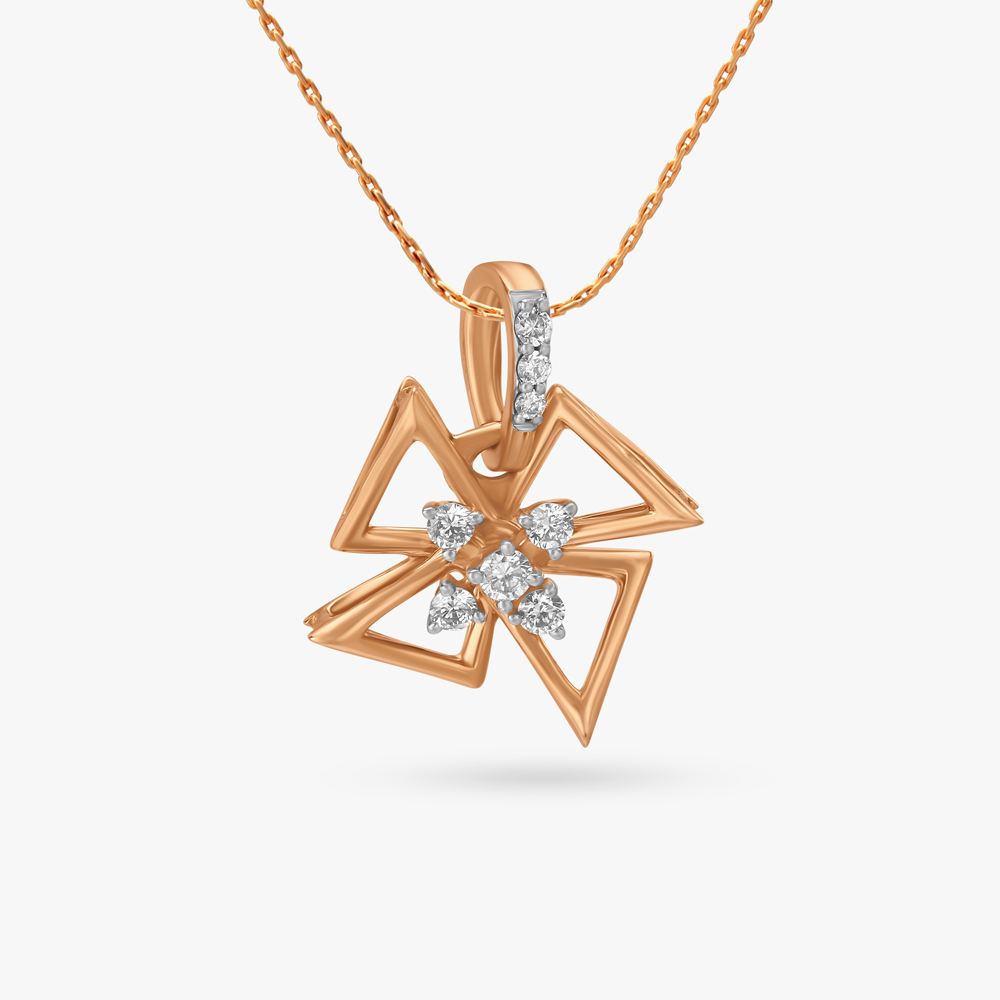 Abstract Petals Diamond Pendant and Earrings Set