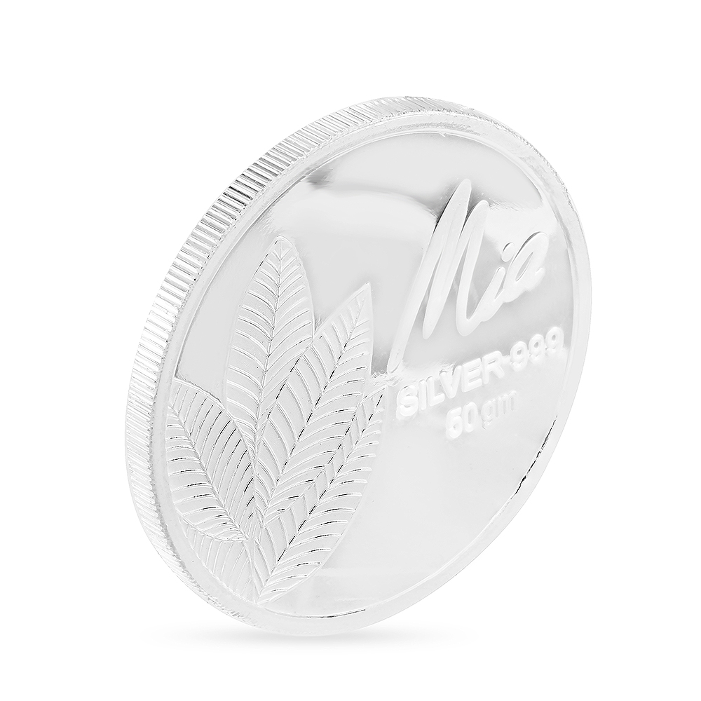 50 GM 999 Silver Divine Mango Leaf Coin