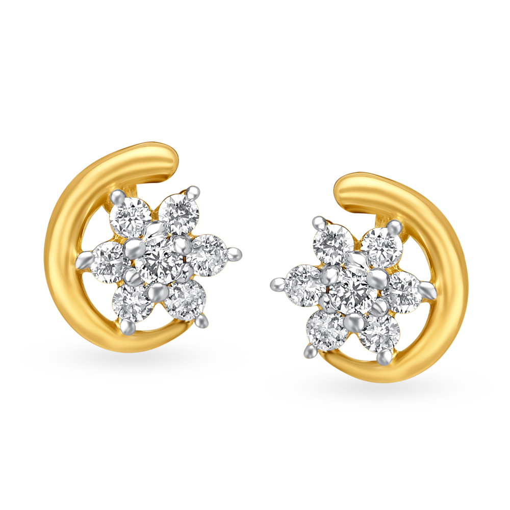 Playful Gold and Seven Stone Diamond Stud Earrings