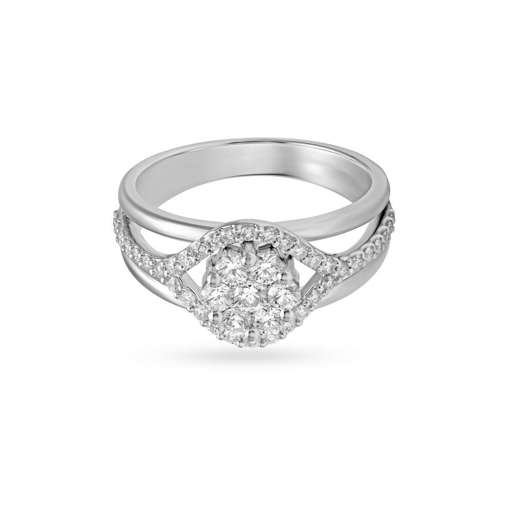 Pristine Floral White Gold Finger Ring