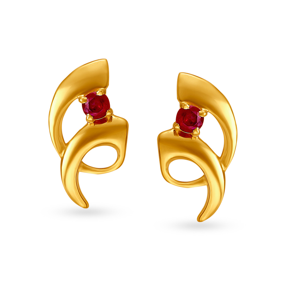 Regal Ruby Swirl Stud Earrings