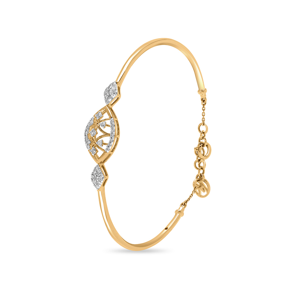 14KT Yellow Gold Droplet Diamond Bangle