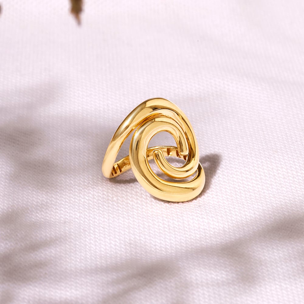 18KT Golden Sunrise Spiral Yellow Gold Finger Ring