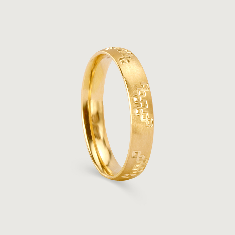 Soulmates Signature Bands 18KT Gold Couple Ring -Single Piece