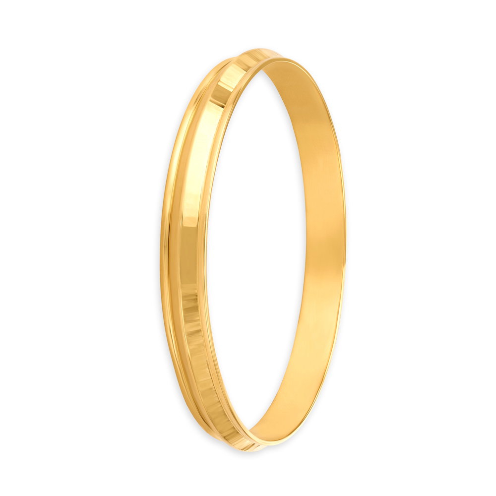 Classic Yellow Gold Ridged Bangle
