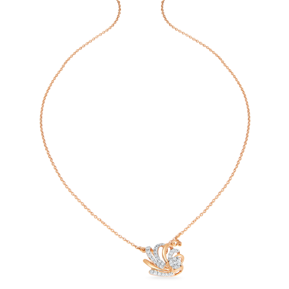 14KT Rose Gold Catch Me If You Can Diamond Pendant With Chain