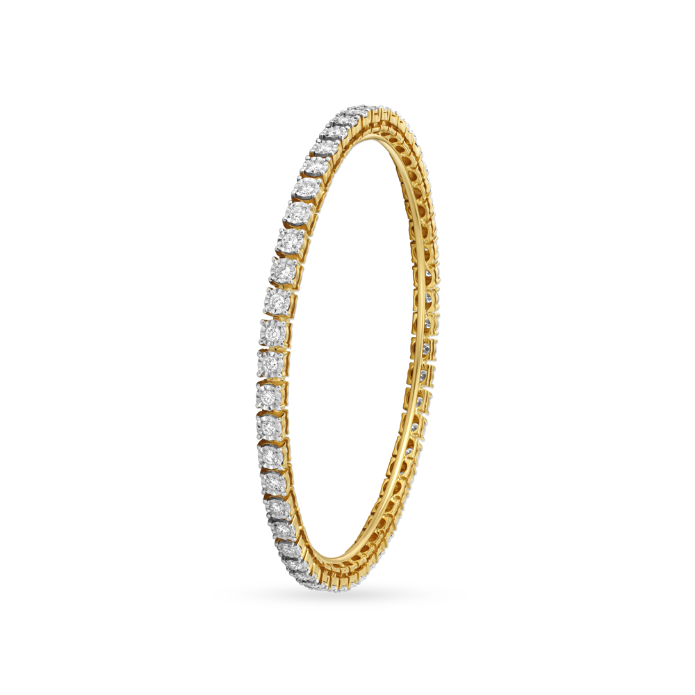 Elegant Single Line Studded Diamond Bangle