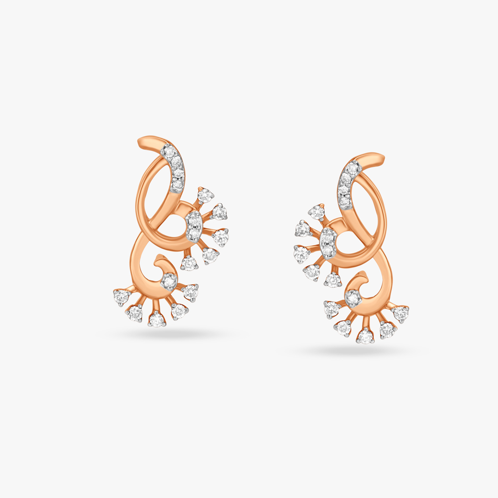Dainty Tendrils Diamond Stud Earrings