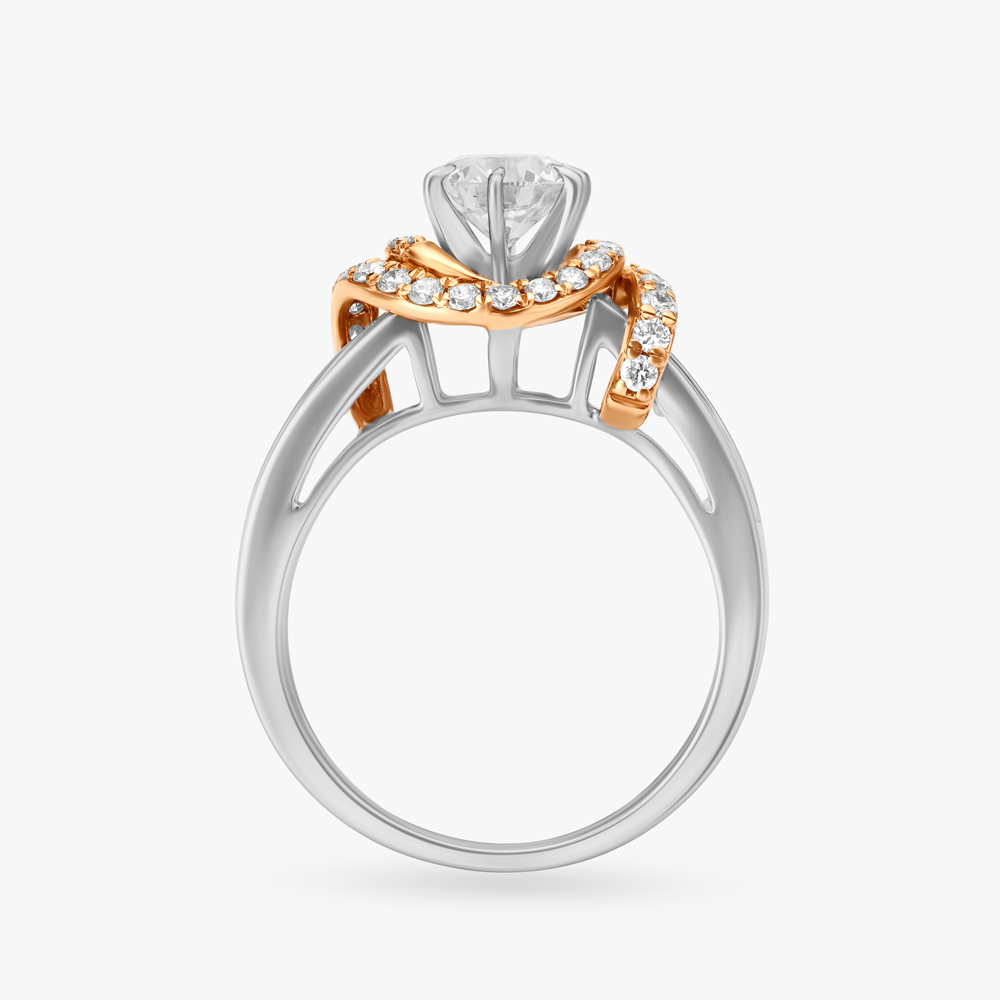 Dual-Tone Solitaire Swirl Ring