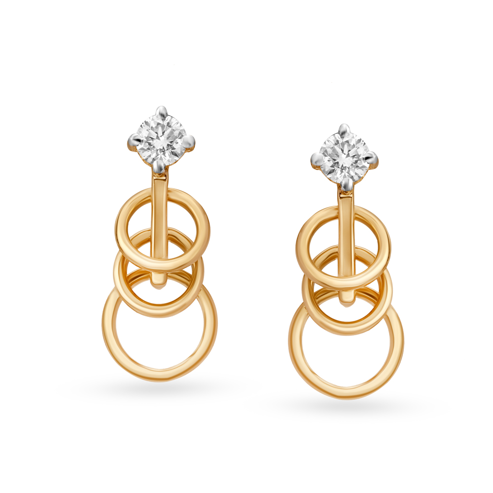 Connected Rings Diamond Drop Earrings