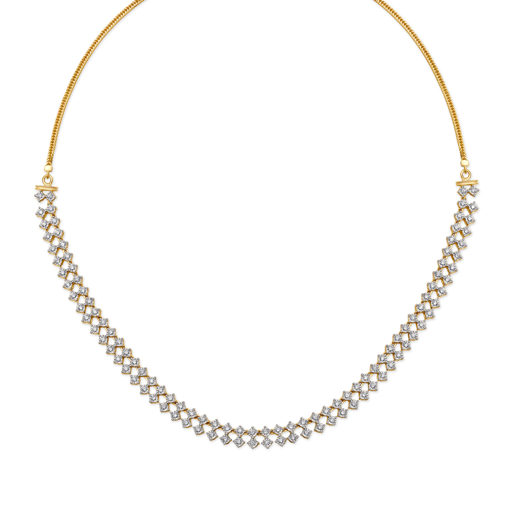Timeless Diamond Necklace Set in Yellow and White Gold