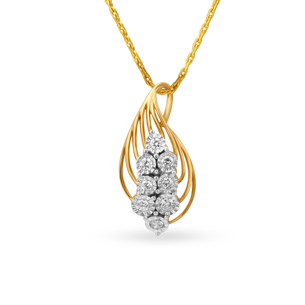 Minimal Mango Shape Diamond and Gold Pendant