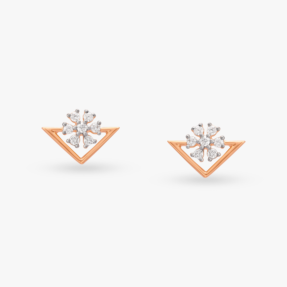 Triangle Diamond Stud Earrings