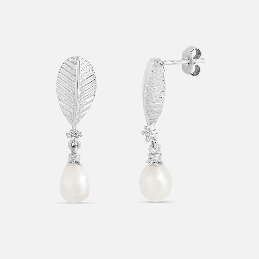 Whispering Pearl Silver Drop Earrings