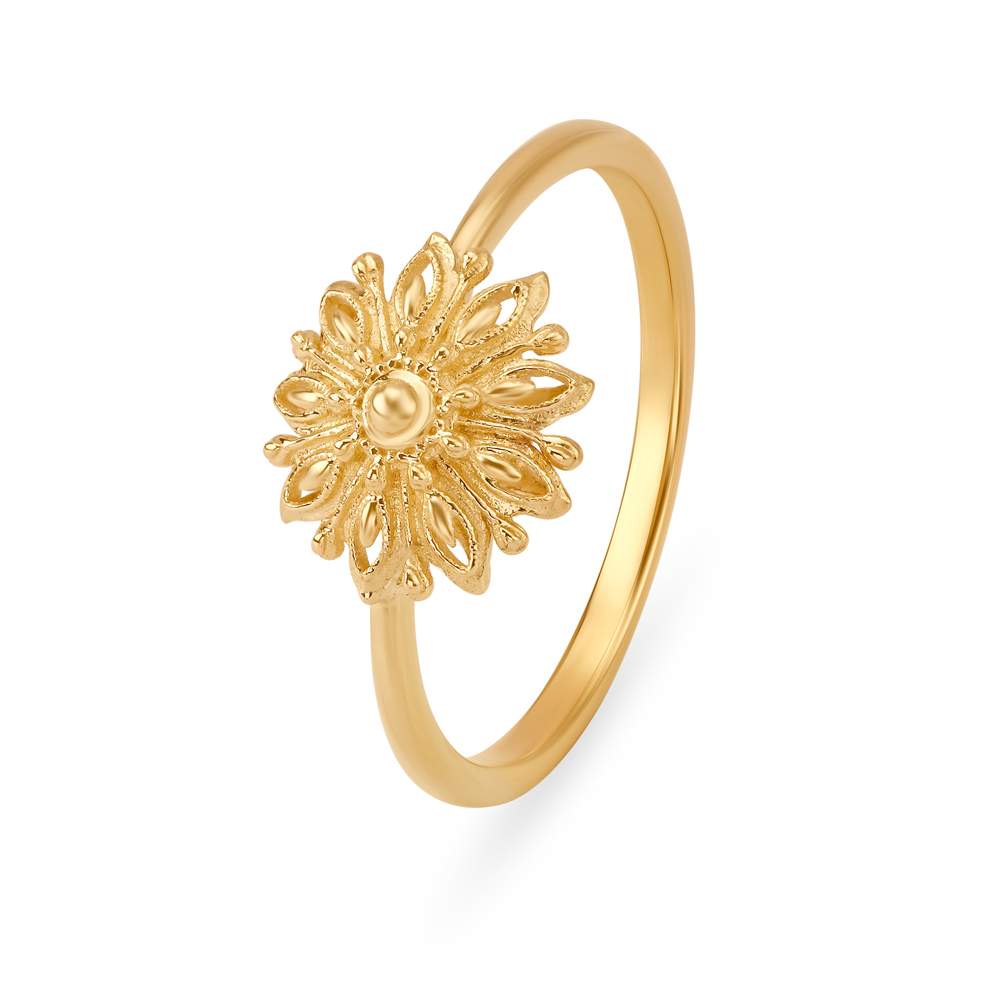 Abstract Floral Gold Ring