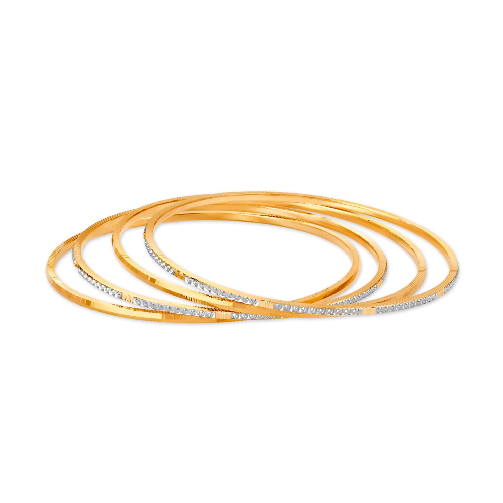 Graceful Yellow Gold Embossed Bangles