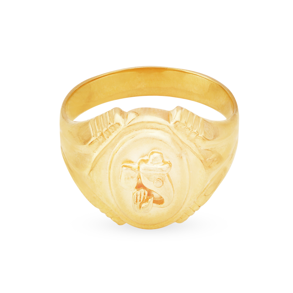 Lustrous 22 Karat Yellow Gold Ganesha Finger Ring