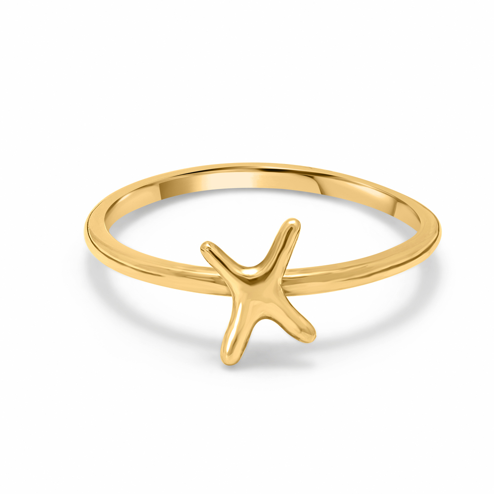 Letter X 14KT Yellow Gold Initial Ring