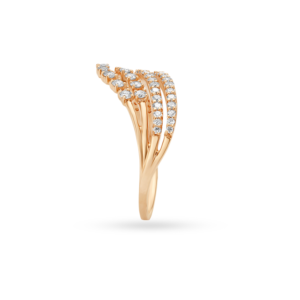 Wave Crossover Diamond Finger Ring