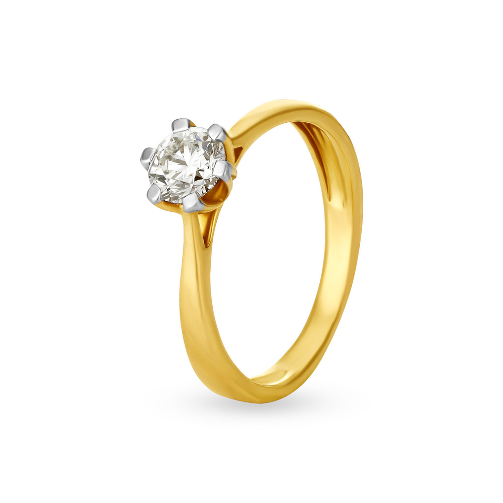 Timeless 18 Karat Yellow Gold Solitaire Finger Ring