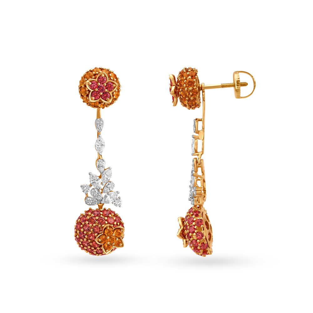 Lovely Floral Diamond Drop Earrings