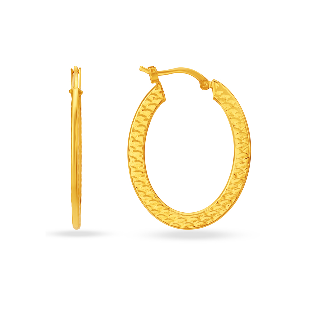 22KT Yellow Gold Stylish Classy Hoop Earrings