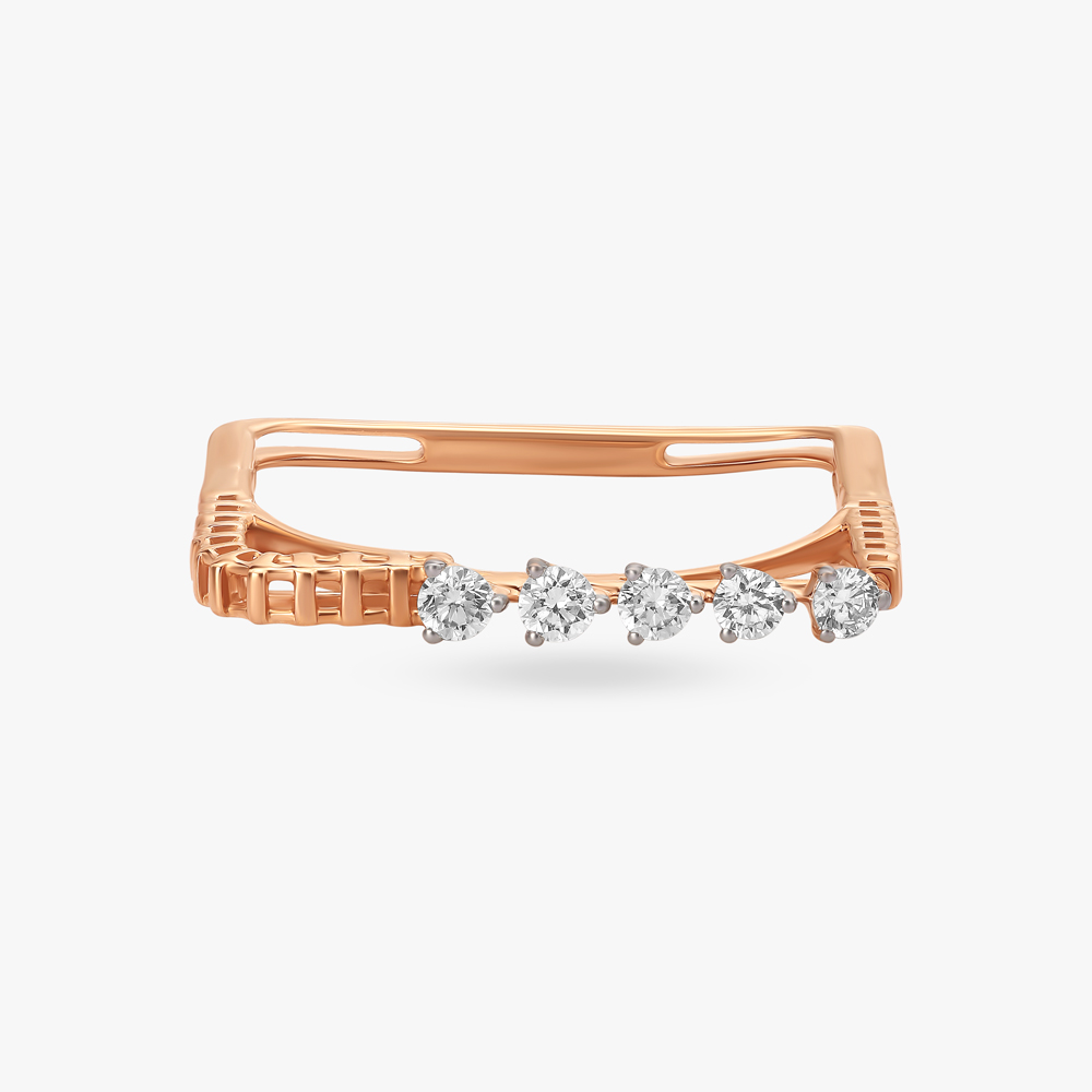 Delicate Square Cascade Diamond Finger Ring