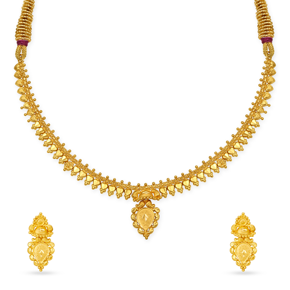 Sublime Teardrop Gold Necklace Set