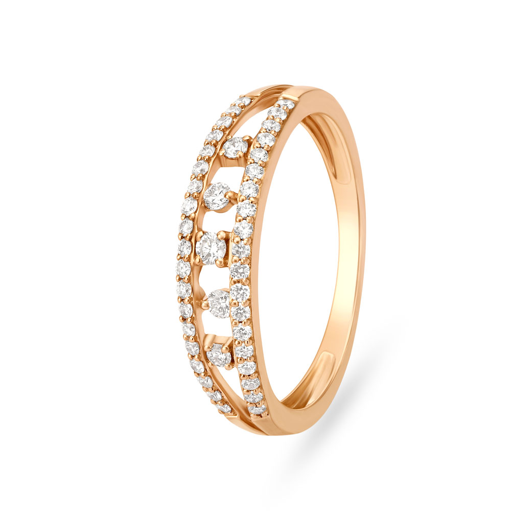 Attractive 18 Karat Rose Gold Sleek Diamond Ring