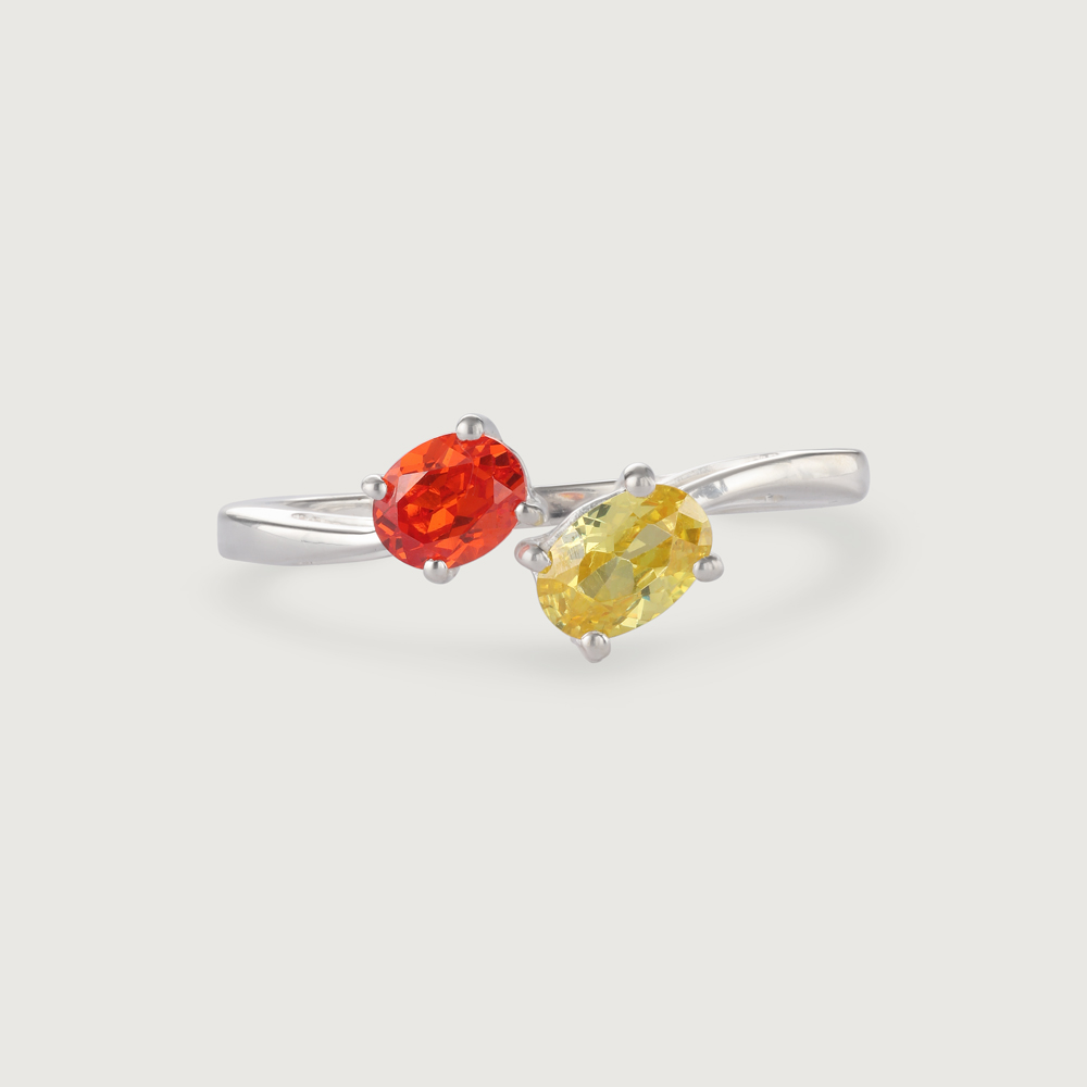 Citrine Sunshine & Garnet Glow Silver Finger Ring
