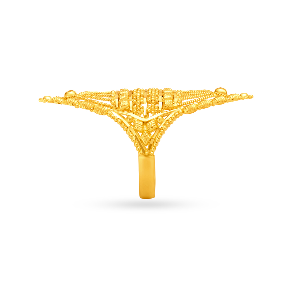 Traditional Gold Finger Ring With Jali Work