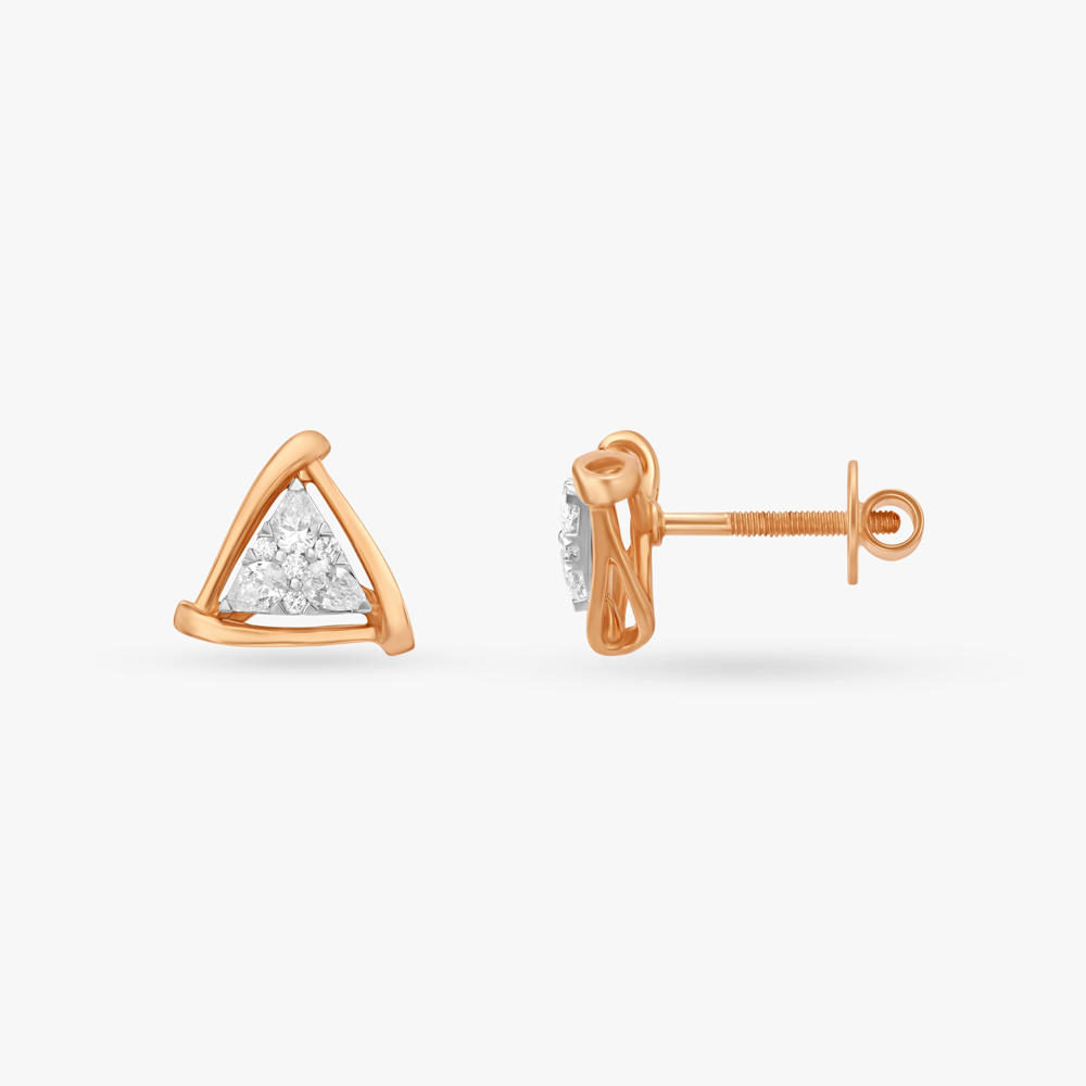 Dainty Triangles Diamond Stud Earrings