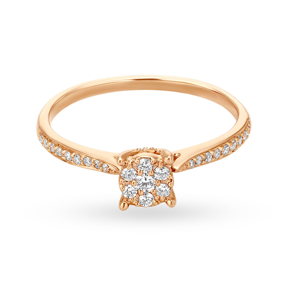 Alluring 18 Karat Rose Gold And Diamond Cluster Finger Ring