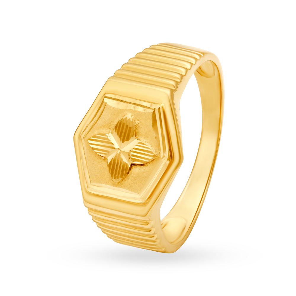 Dashing 22 Karat Gold Geometric Textured Ring