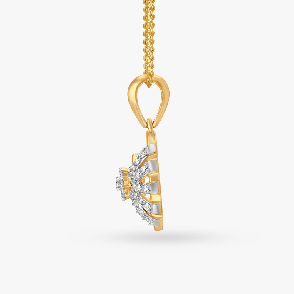 Abstract Flower Diamond Pendant