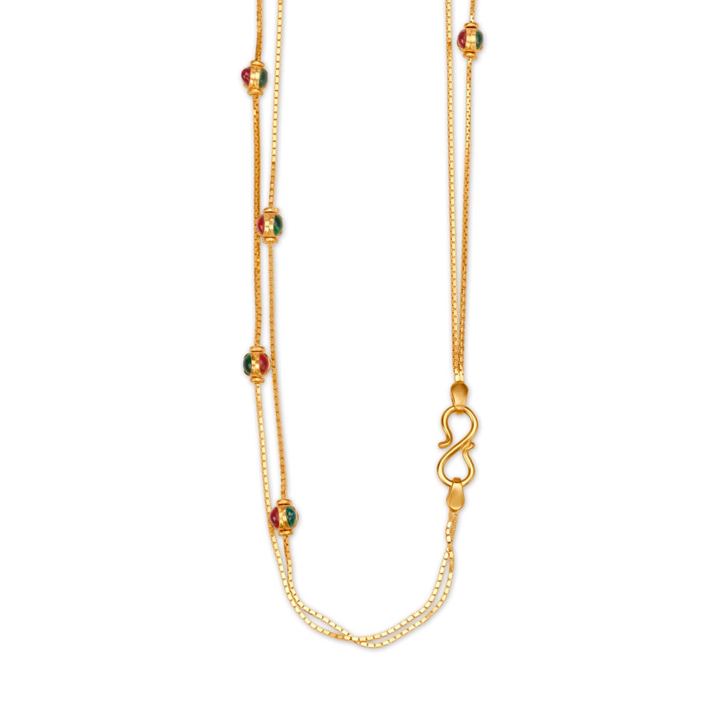 Amazing Two Row Bead Gold Chain