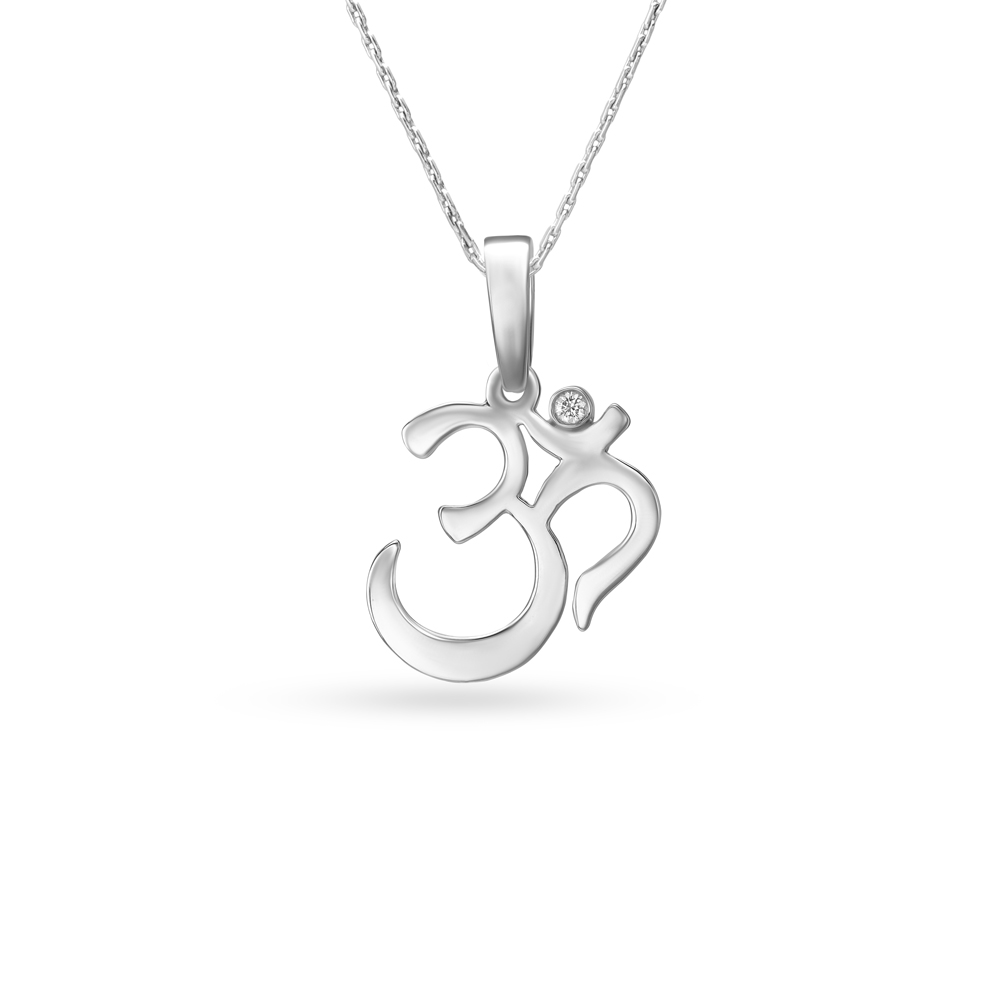 Single Stone Om Diamond Pendant