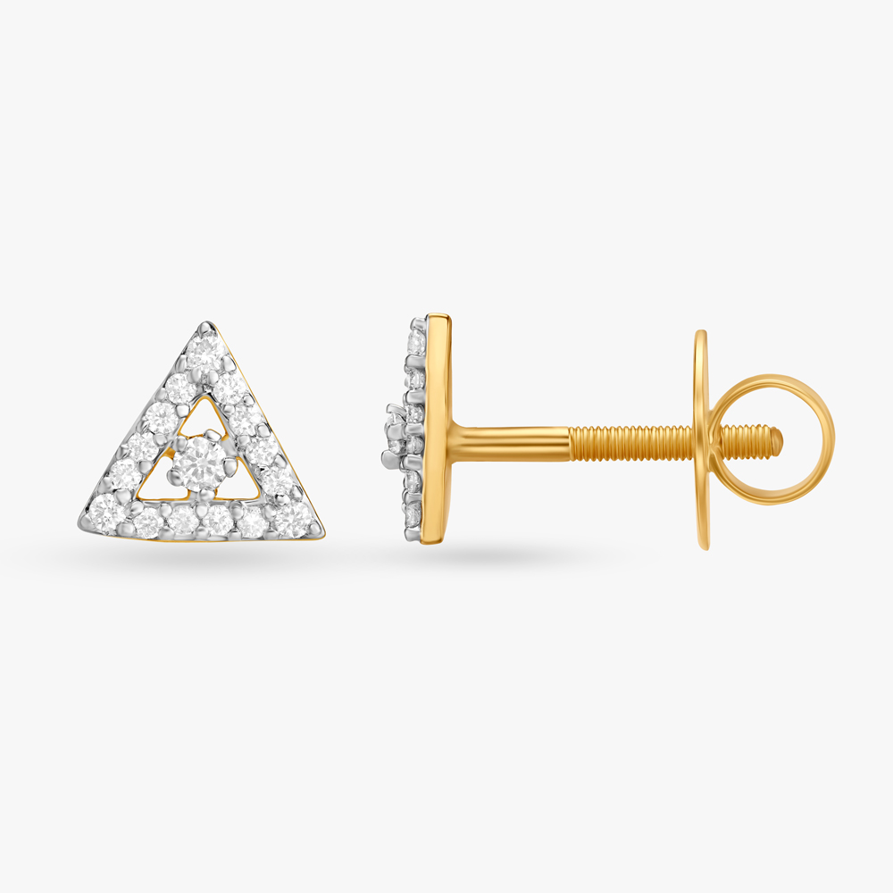 Elegant Triangular Diamond Stud Earrings