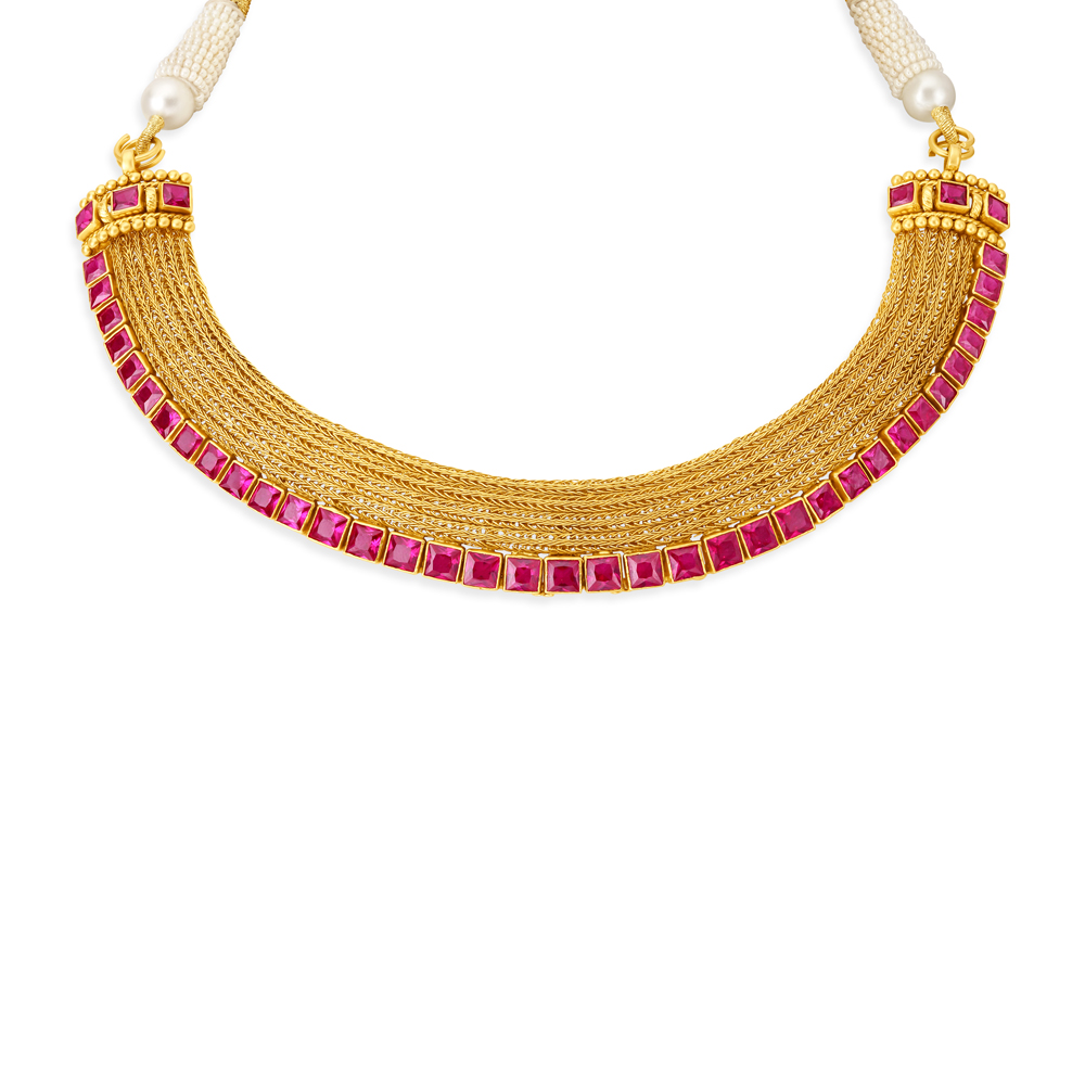 Grand Textured Gold Necklace Set