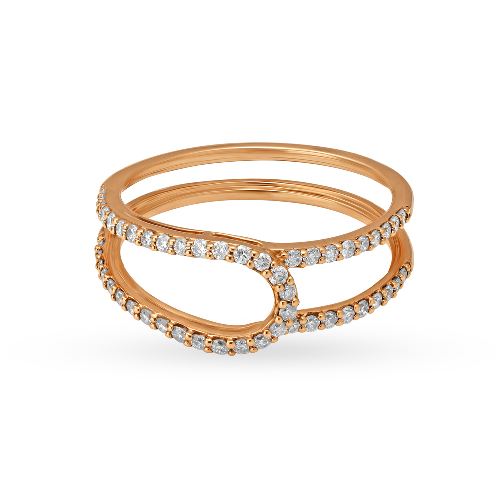 Dazzling 18 Karat White And Rose Gold And Diamond Detachable Ring