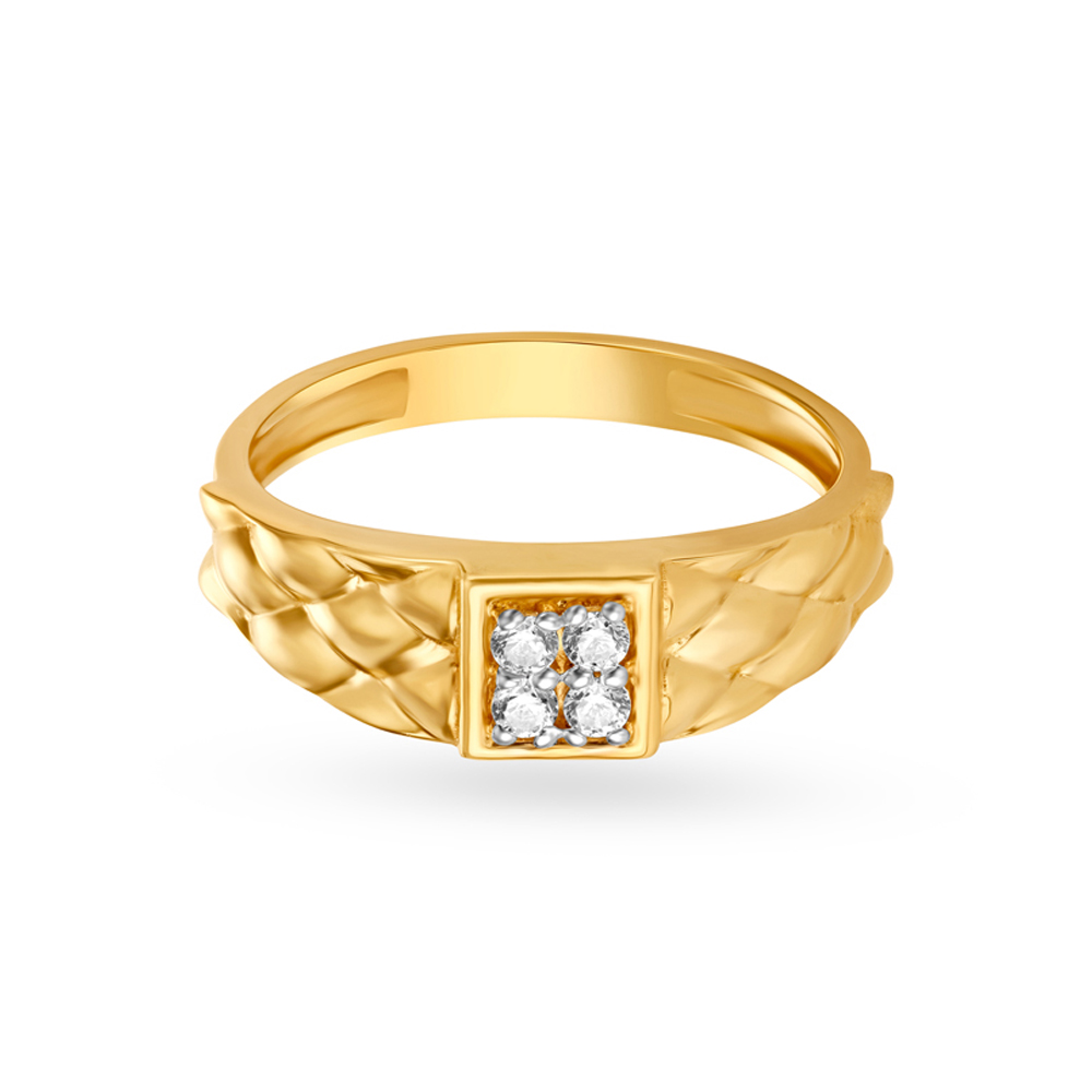 Classic Gold 4 Stone Finger Ring for Men
