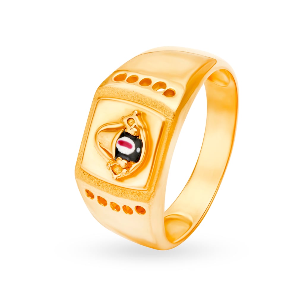 Divine 22 Karat Yellow Gold Square Lord Balaji Engraved Finger Ring