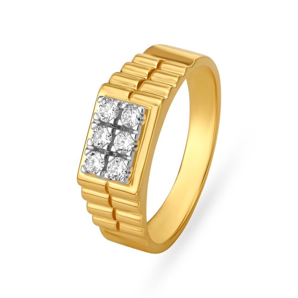 Ornate Gold and Diamond Finger Ring for Men