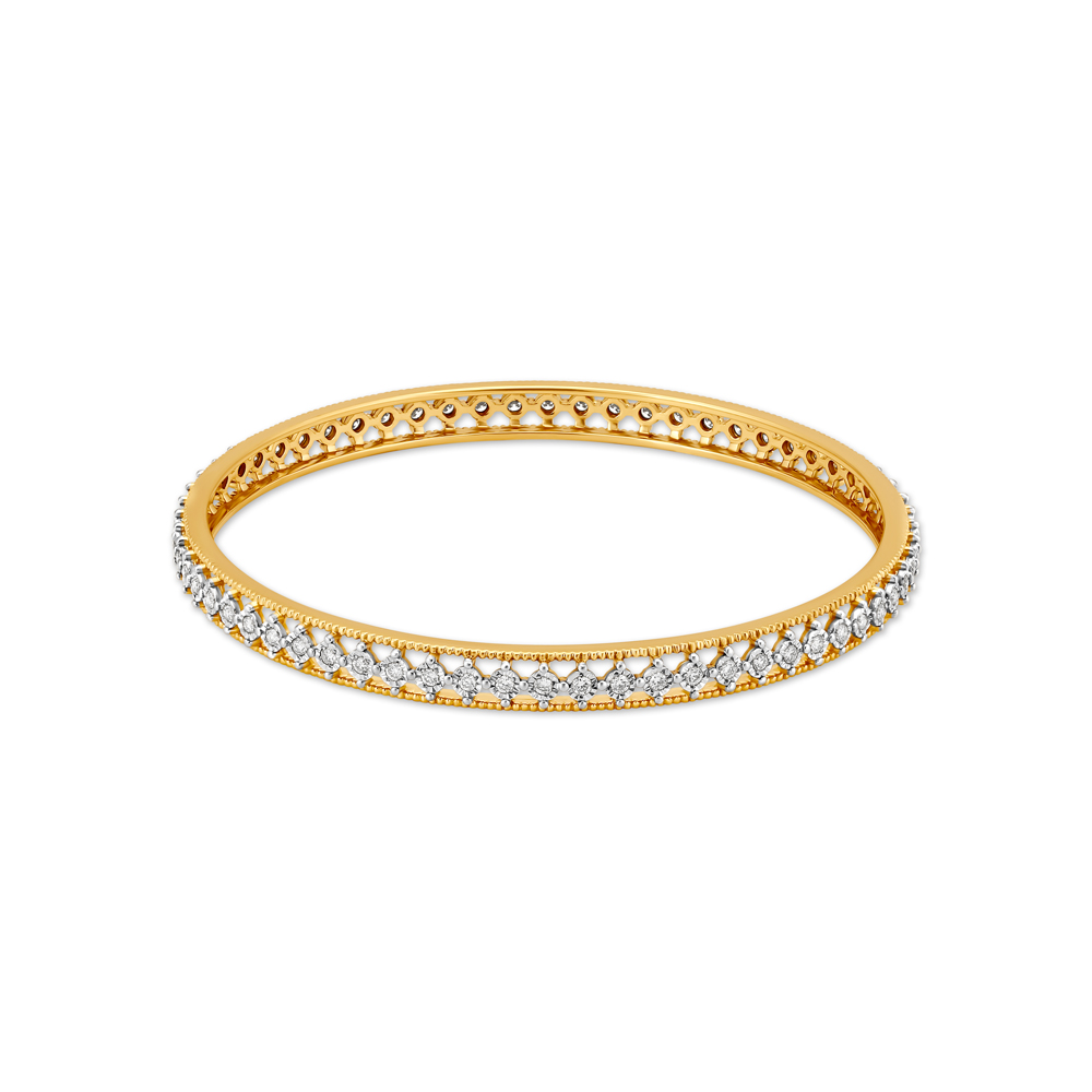 Graceful Gold and Diamond Bangle