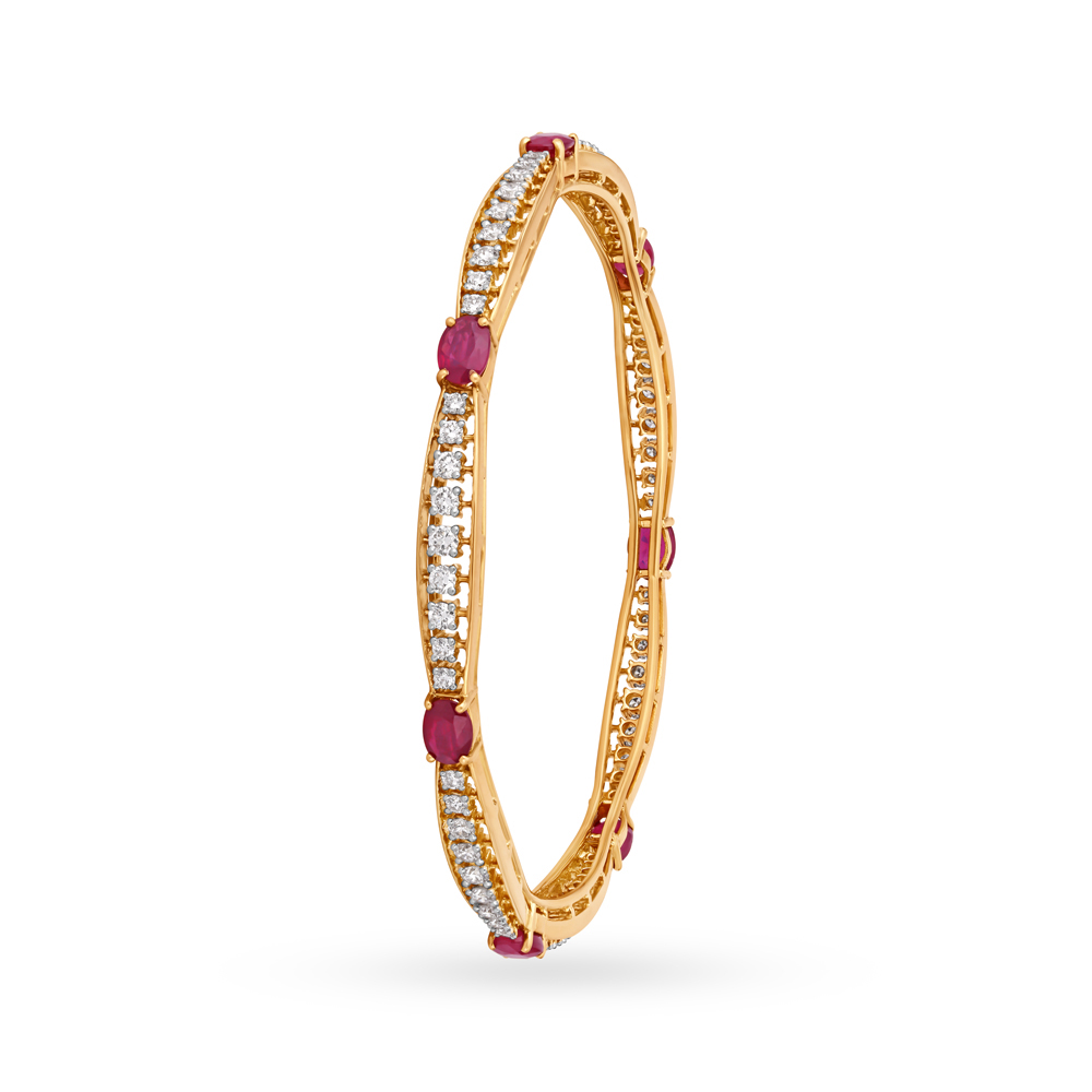 Enticing Diamond and Ruby Bangle