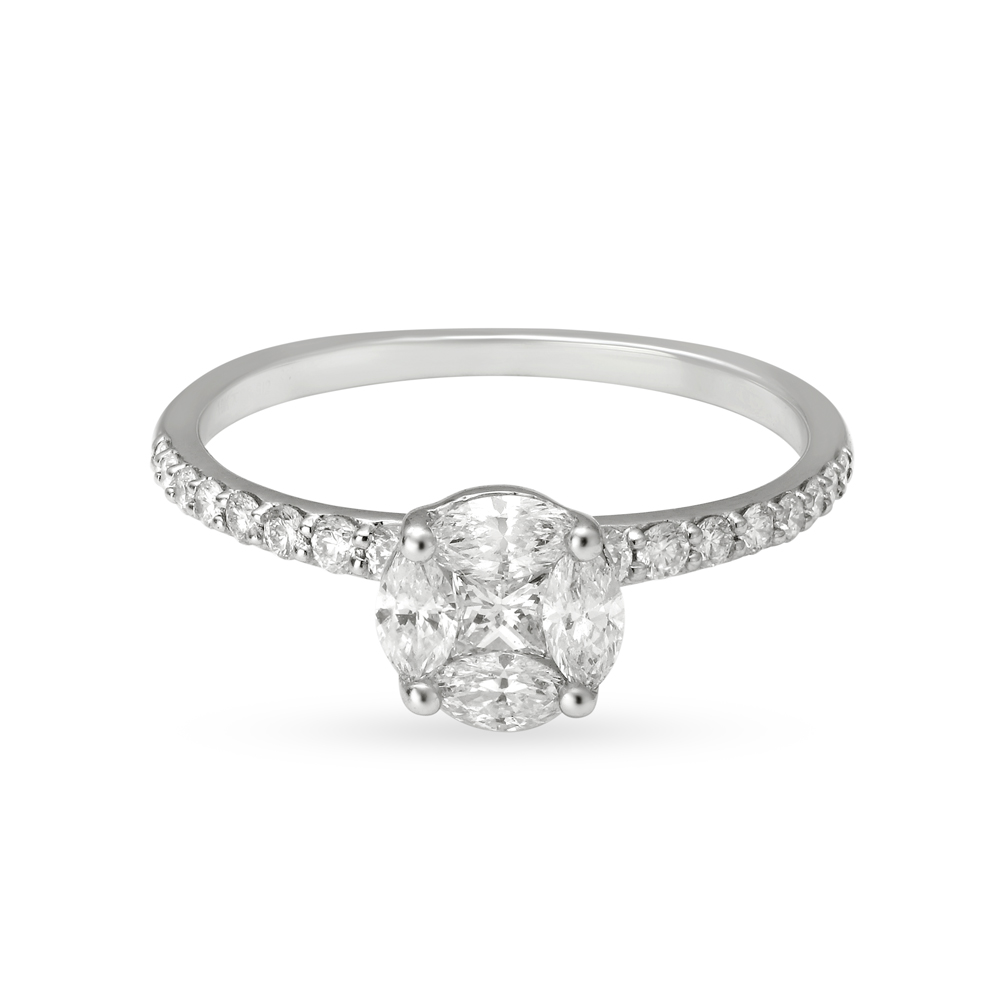 Dazzling 18 Karat White And Rose Gold And Diamond Detachable Ring