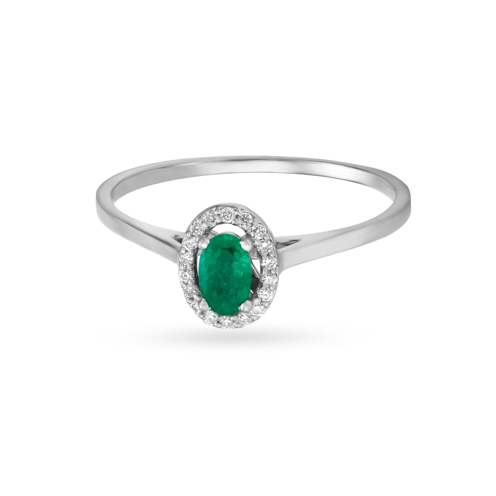 Emerald Birth Stone Diamond Finger Ring